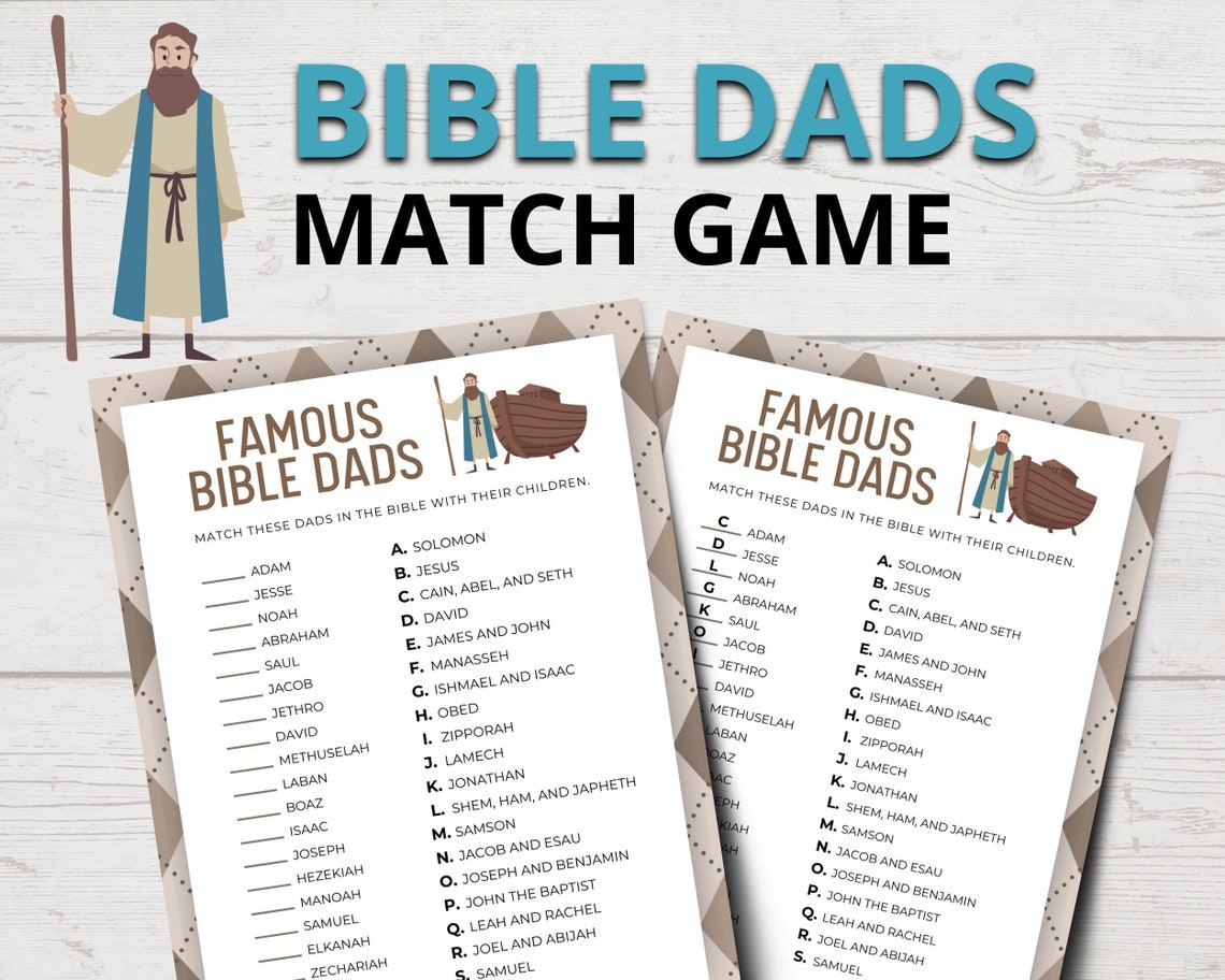 Bible Dads Match Game - Printable Bible Father's Day Games - Christian ...
