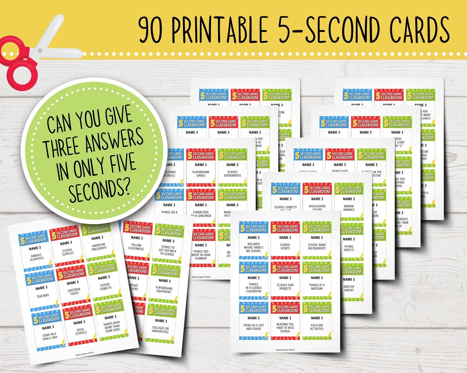 Printable 5 Second Game Classroom Edition | School 5 Second Game | 1st ...