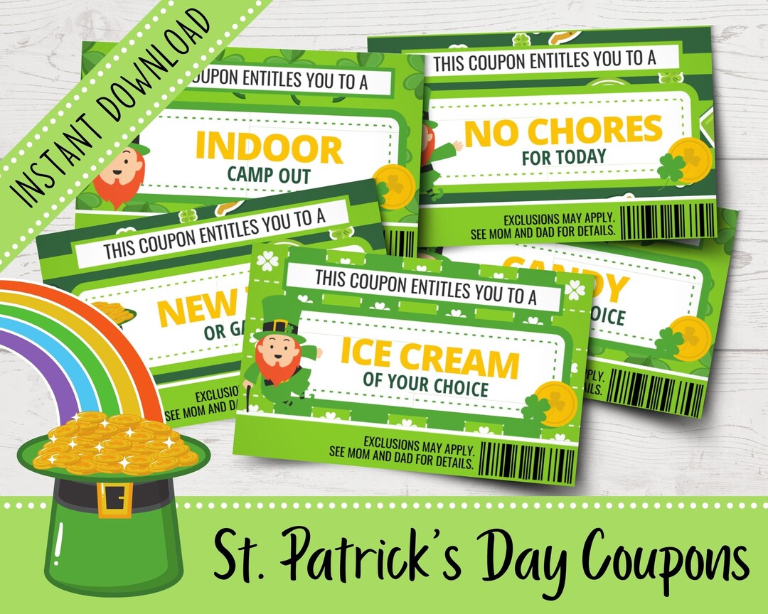 St. Patrick's Day Coupons for Kids | St. Patrick's Day Coupon Book ...