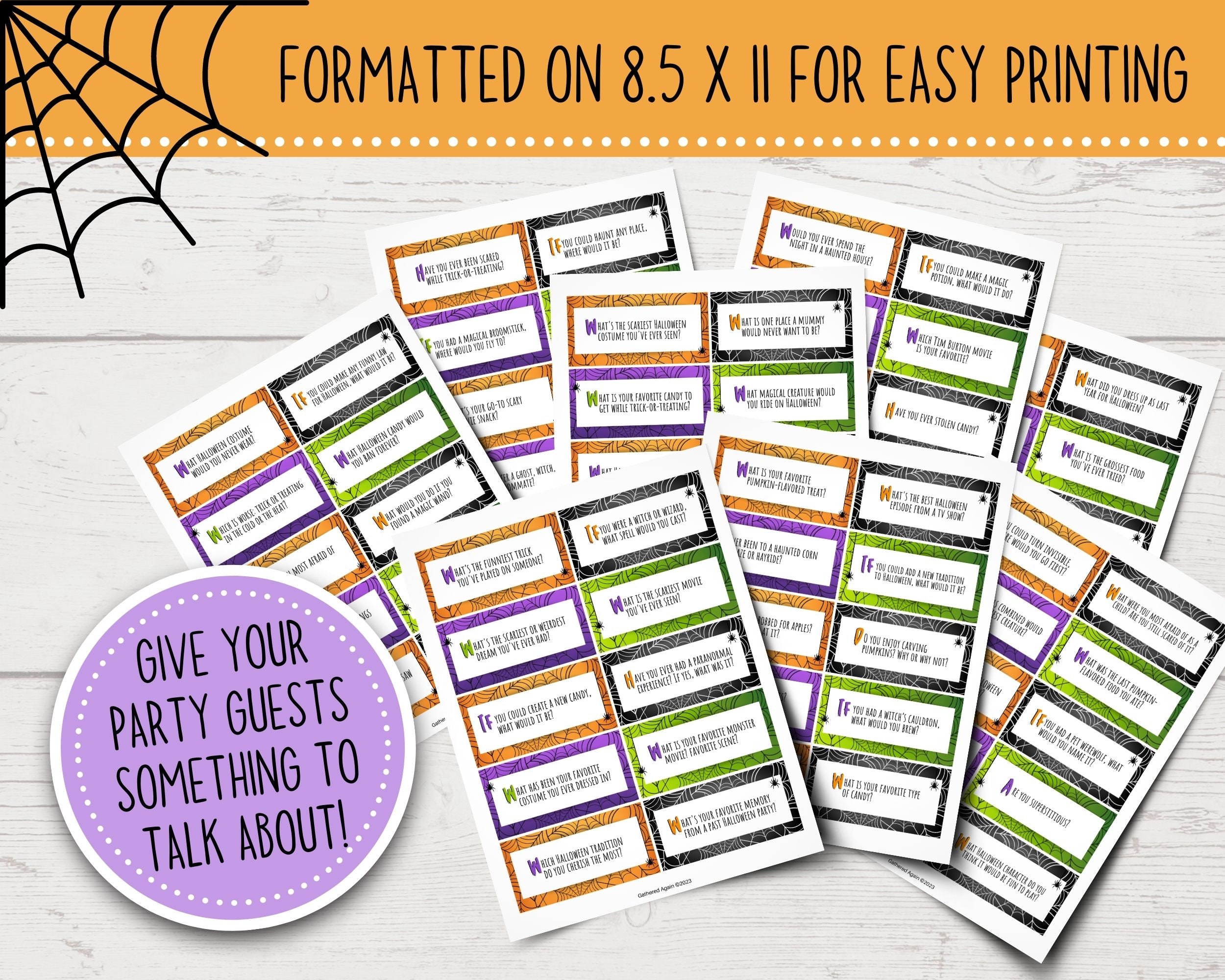 Printable Halloween Conversation Starters | Halloween Icebreaker ...