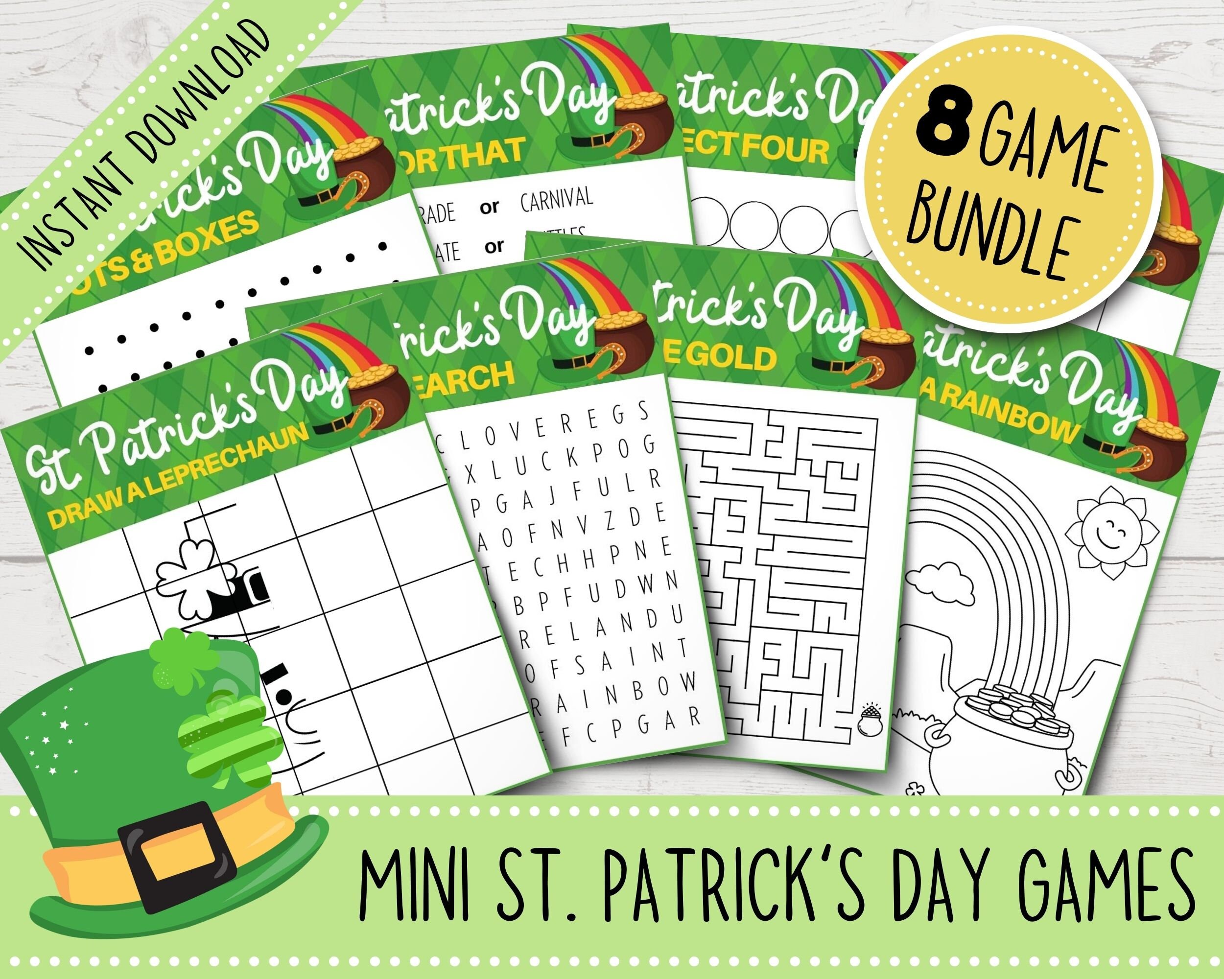 Printable St. Patrick's Day Games for Kids Mini St. Patty's Day Games ...