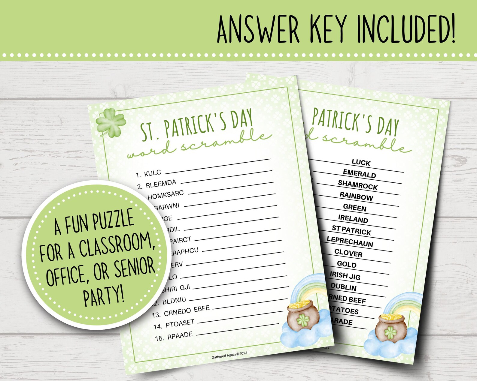 St. Patrick's Day Word Scramble | Printable St. Patrick's Day Party ...