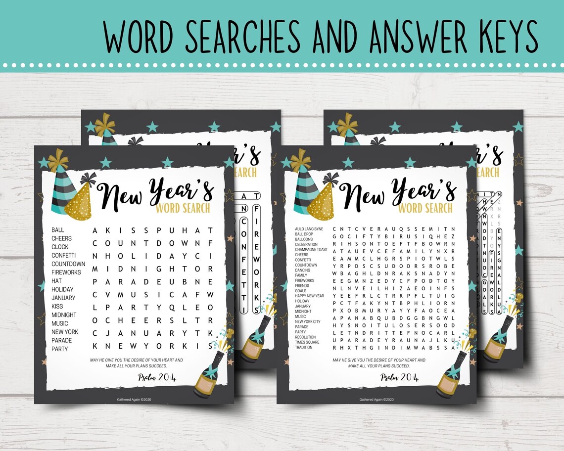 New Year's Eve Word Search Pack | New Year's Eve Puzzles | Printable ...
