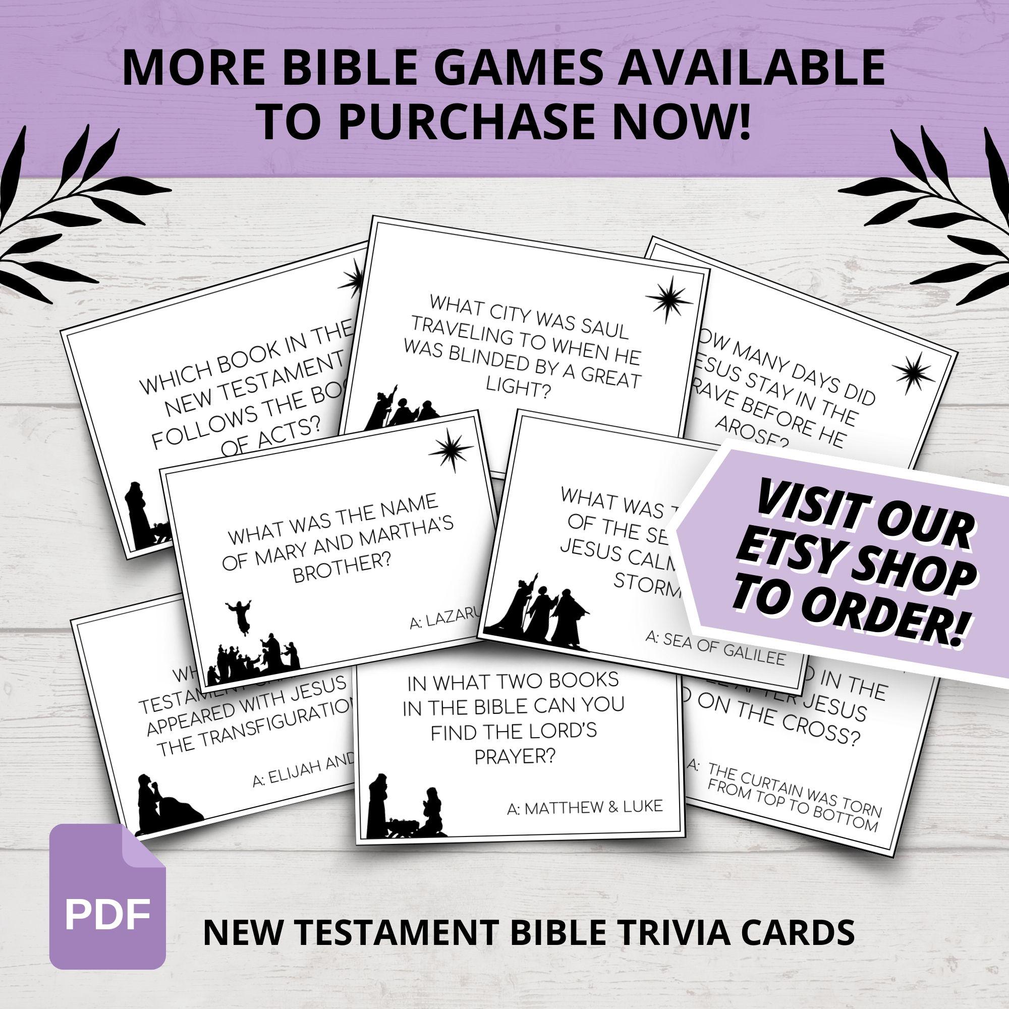 Old Testament Bible Trivia Cards | Bible Trivia Questions | Printable ...
