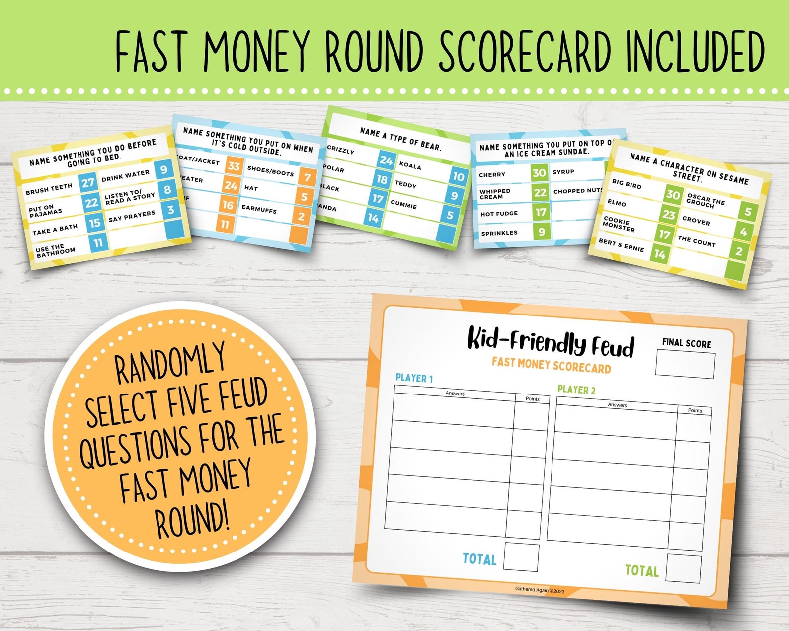 Kid-friendly Feud Game Printable Family Feud Style Questions Clean ...