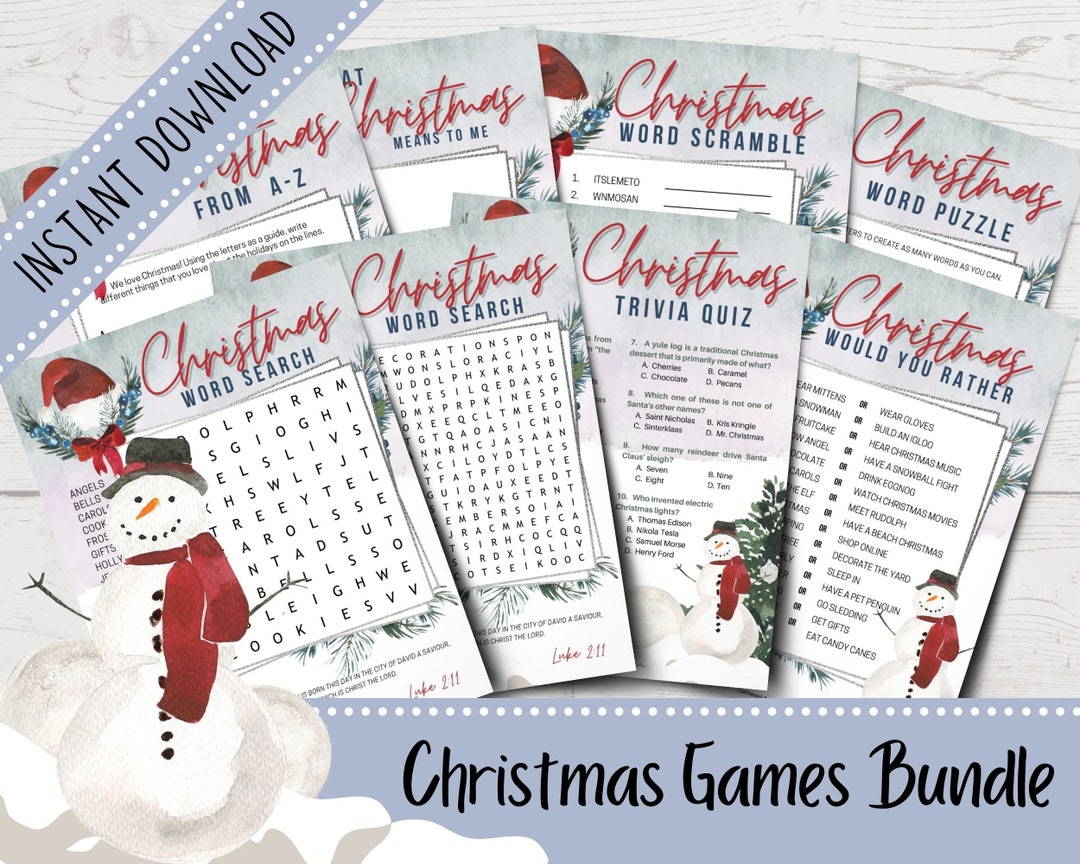 Christmas Games Bundle Christmas Party Games Christmas Word Search ...