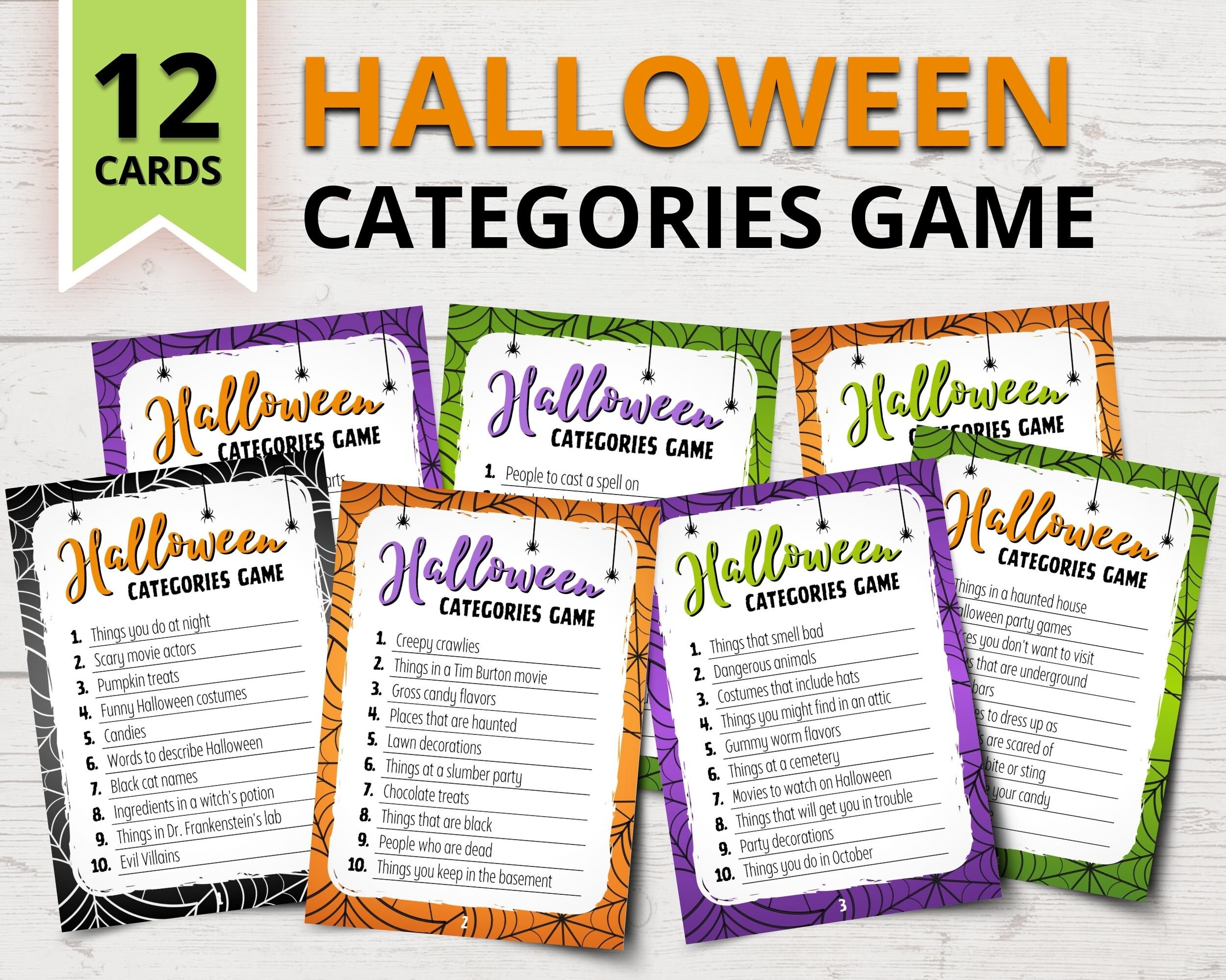 Halloween Categories Game Halloween Scattergories-style Game Printable ...