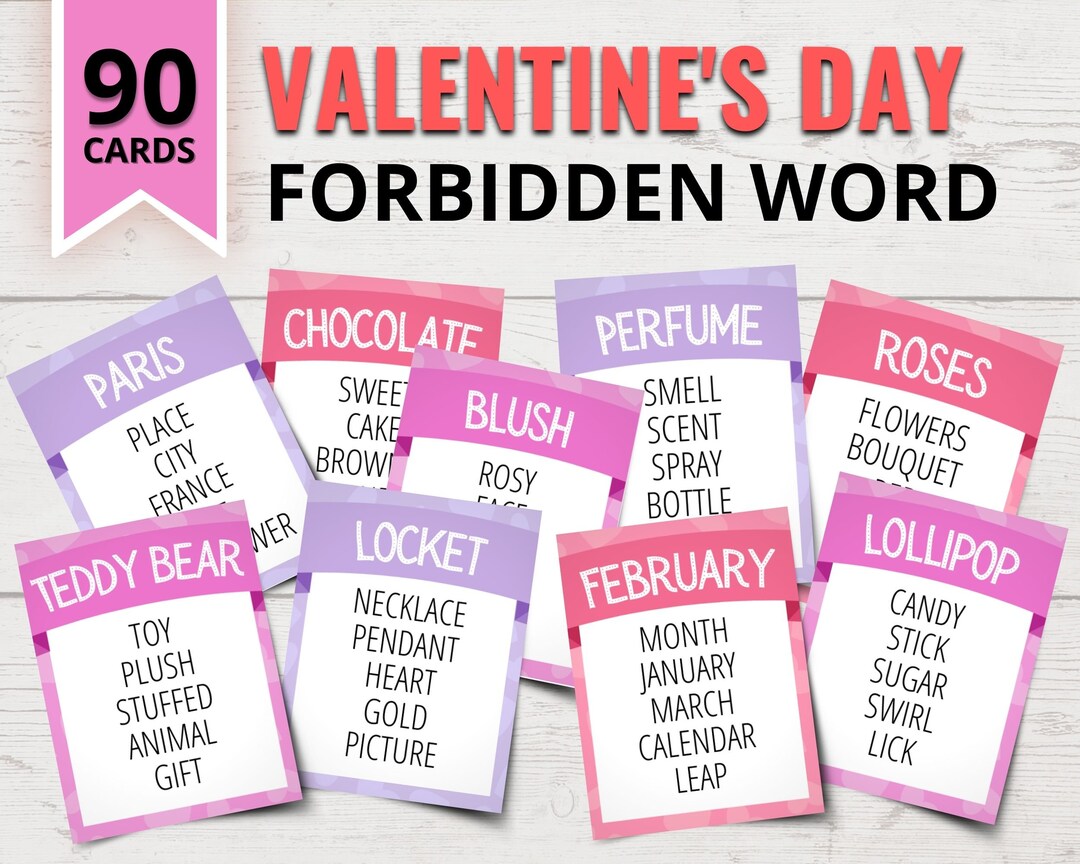 Valentine's Day Forbidden Word Game | Valentine's Day Taboo-style Game ...