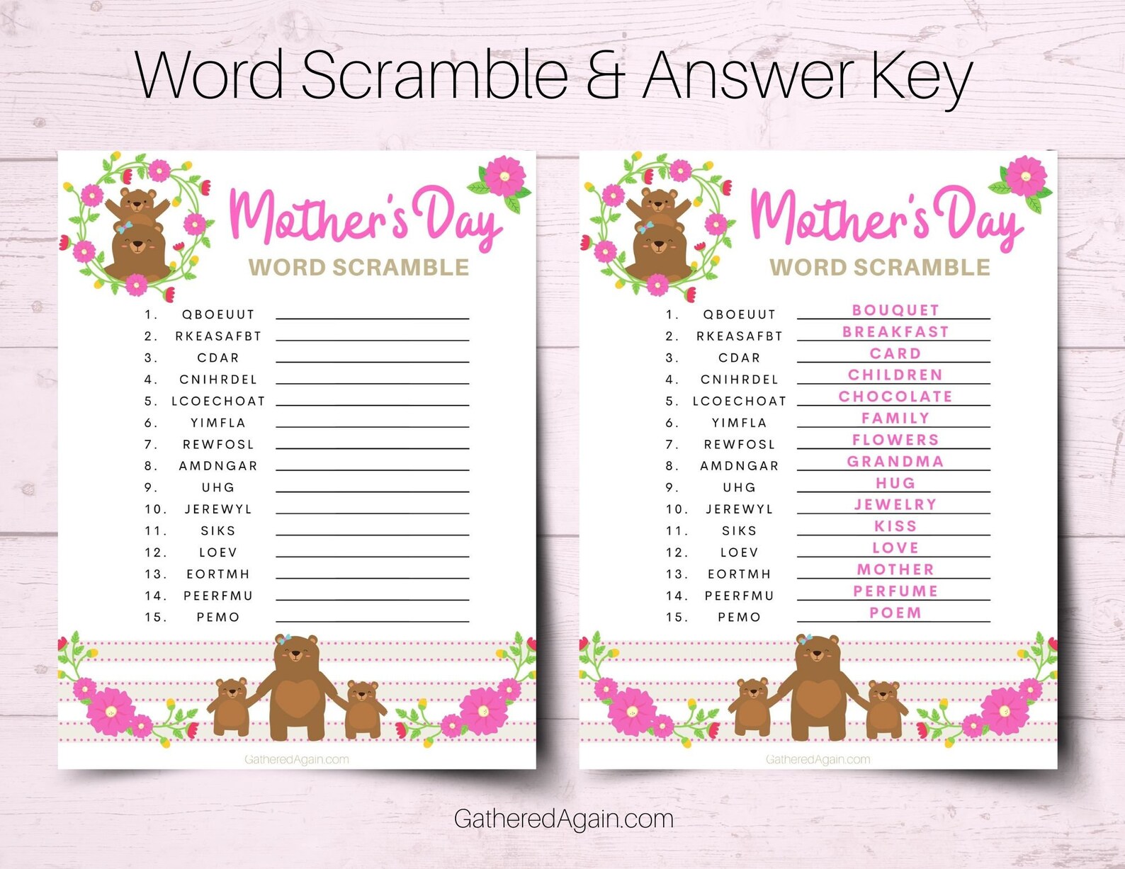 Mother's Day Word Scramble for Kids Word Game printable - Etsy Singapore