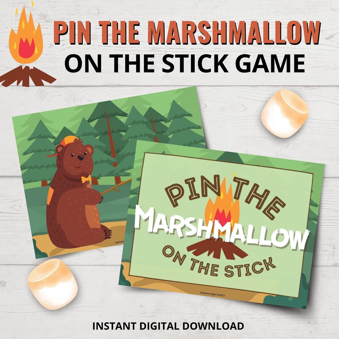 Printable Pin the Marshmallow Party Game | Printable Camping Games ...