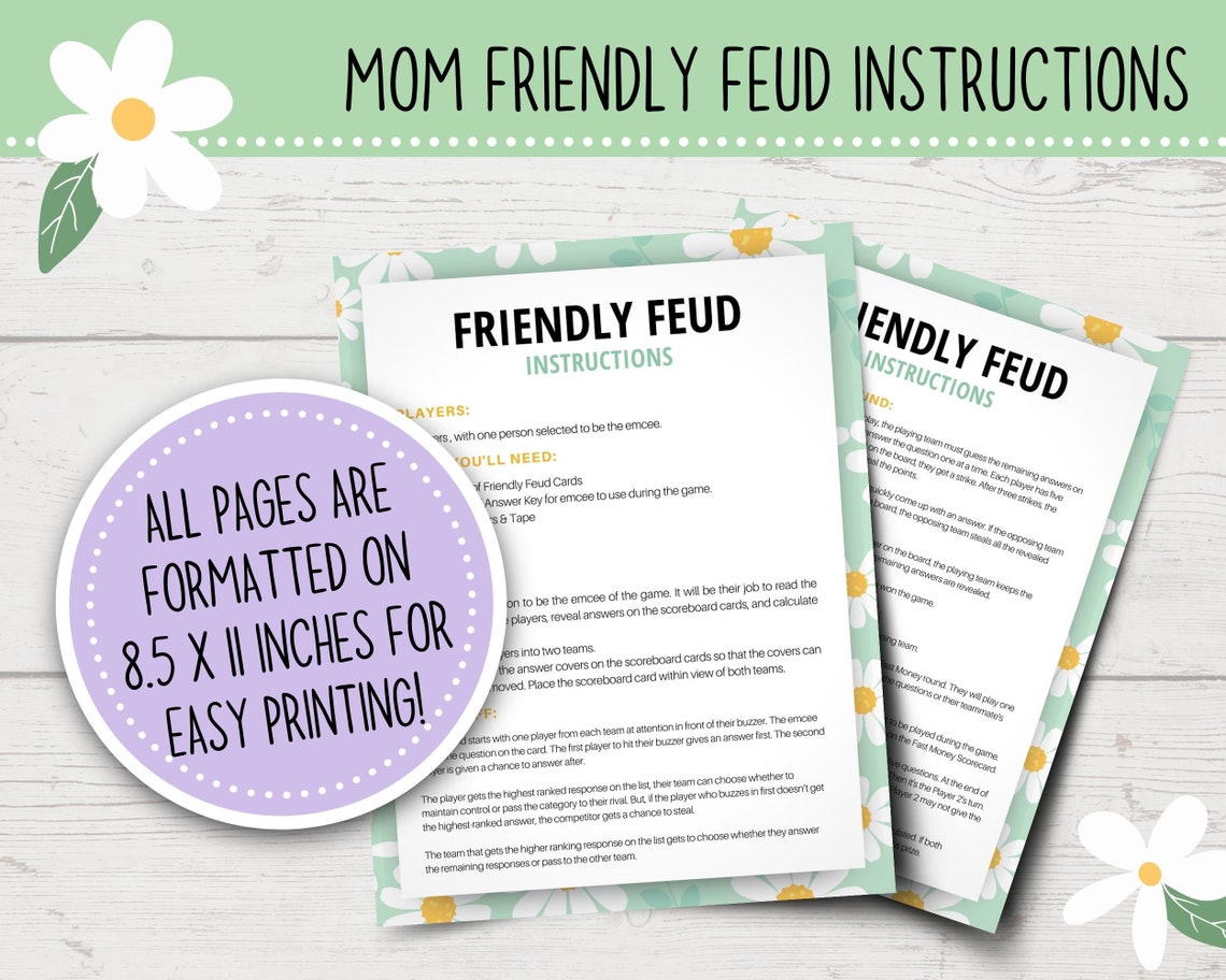 Mom-edition Friendly Feud Game | Mother's Day Family Feud Style Game ...
