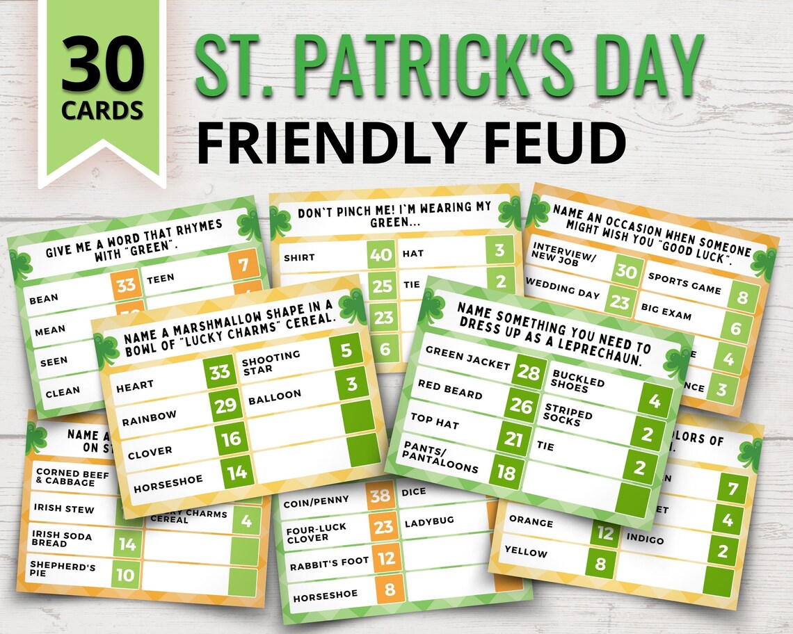 Printable St. Patrick's Day Feud Game | St. Patrick's Day Family Feud ...