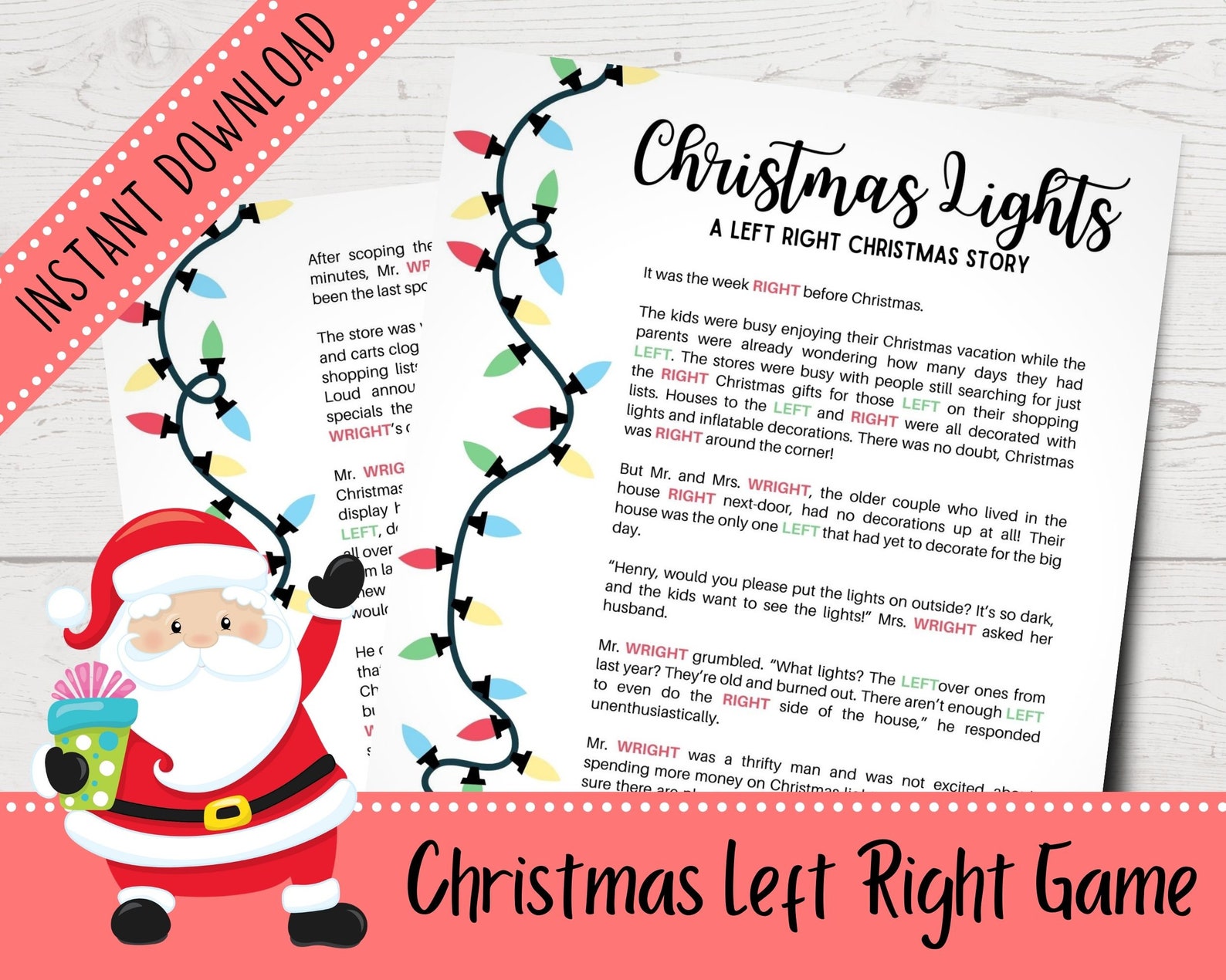 Left Right Christmas Game Funny Christmas Left Right Story | Etsy