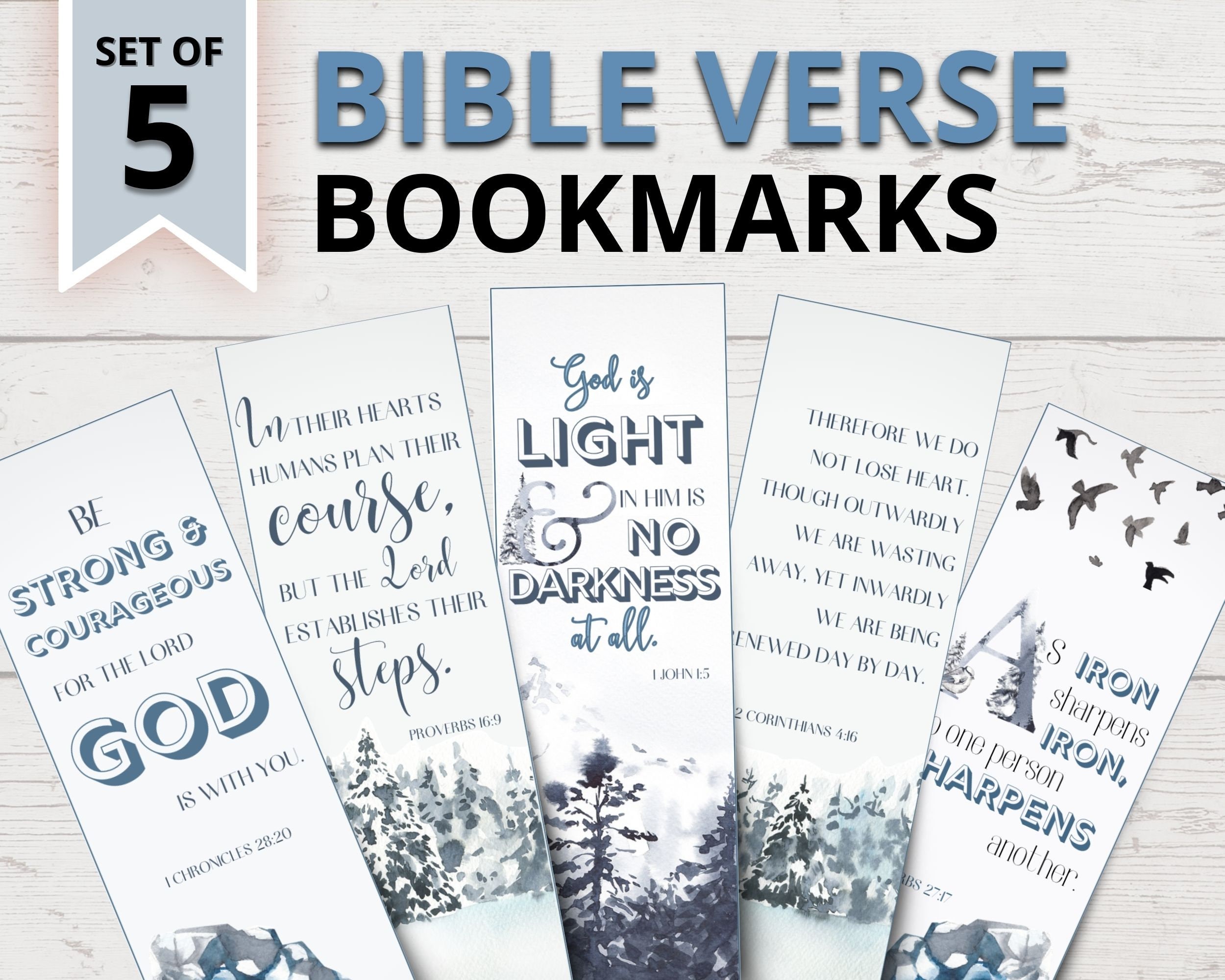 Printable Forest Bible Verses Bookmarks | Christian Bookmarks for Men ...