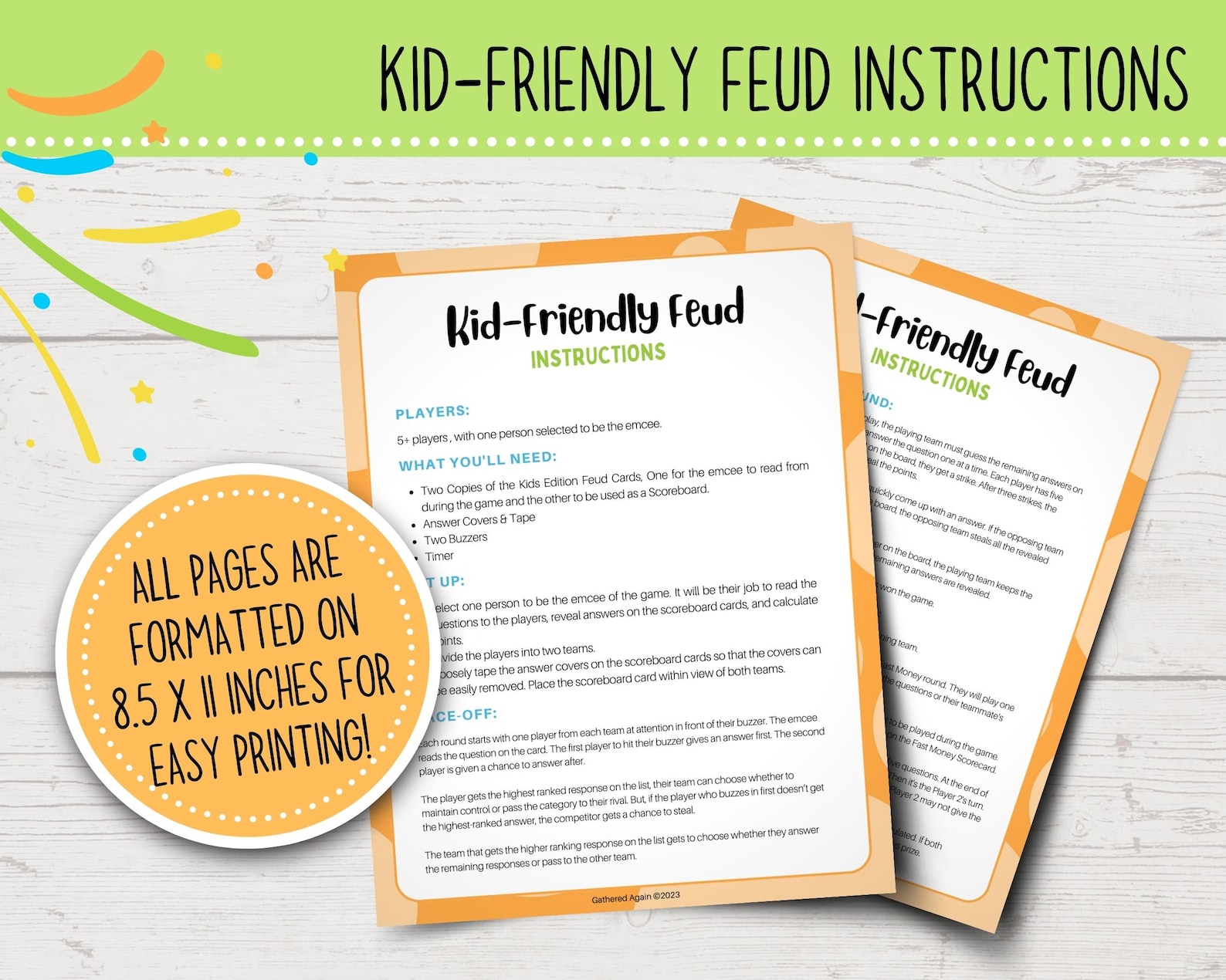 Kid-friendly Feud Game | Printable Family Feud Style Questions | Clean ...