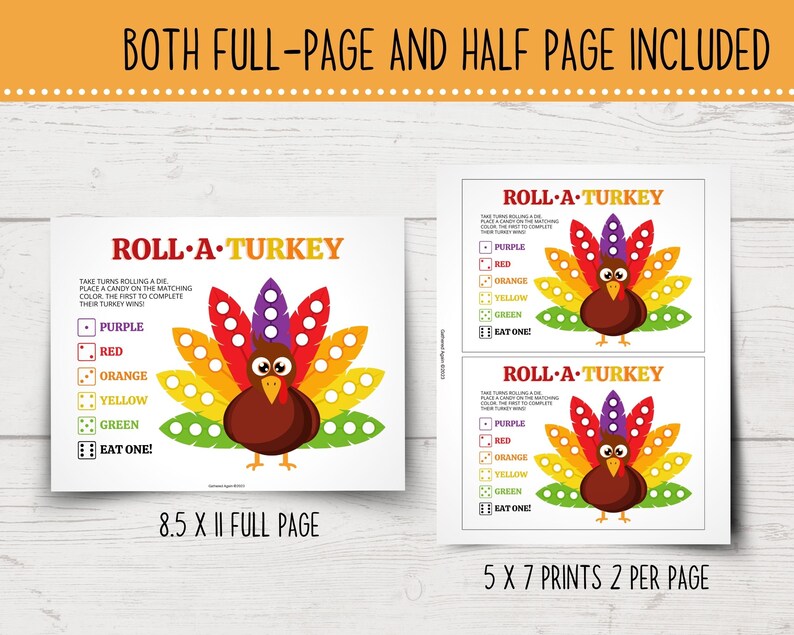 Roll-a-turkey Dice Game | Thanksgiving Candy Dice Game | Printable ...