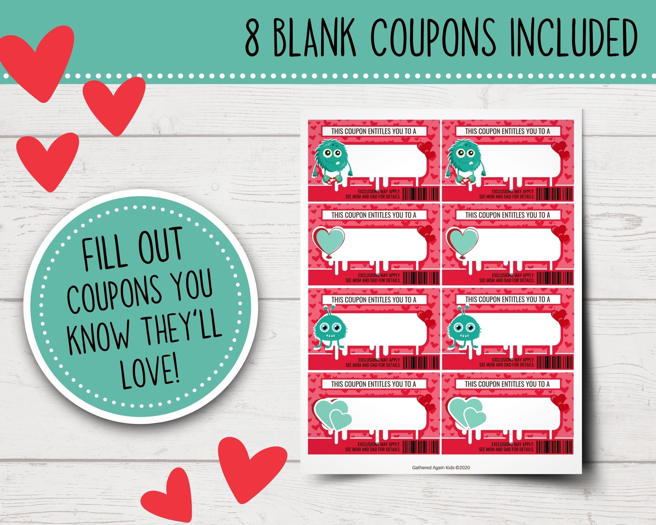 Printable Valentine Coupons for Boys Valentine's Day Coupon Book for ...