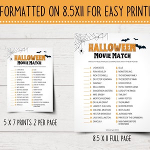 Halloween Movie Match Game | Halloween Party Game | Printable Halloween ...