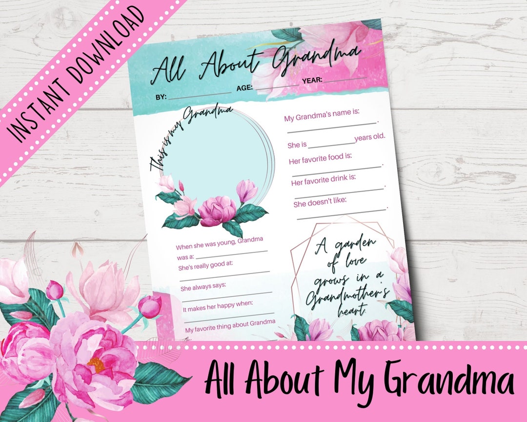 Grandparents' Day All About My Grandma Questionnaire | Letter to ...