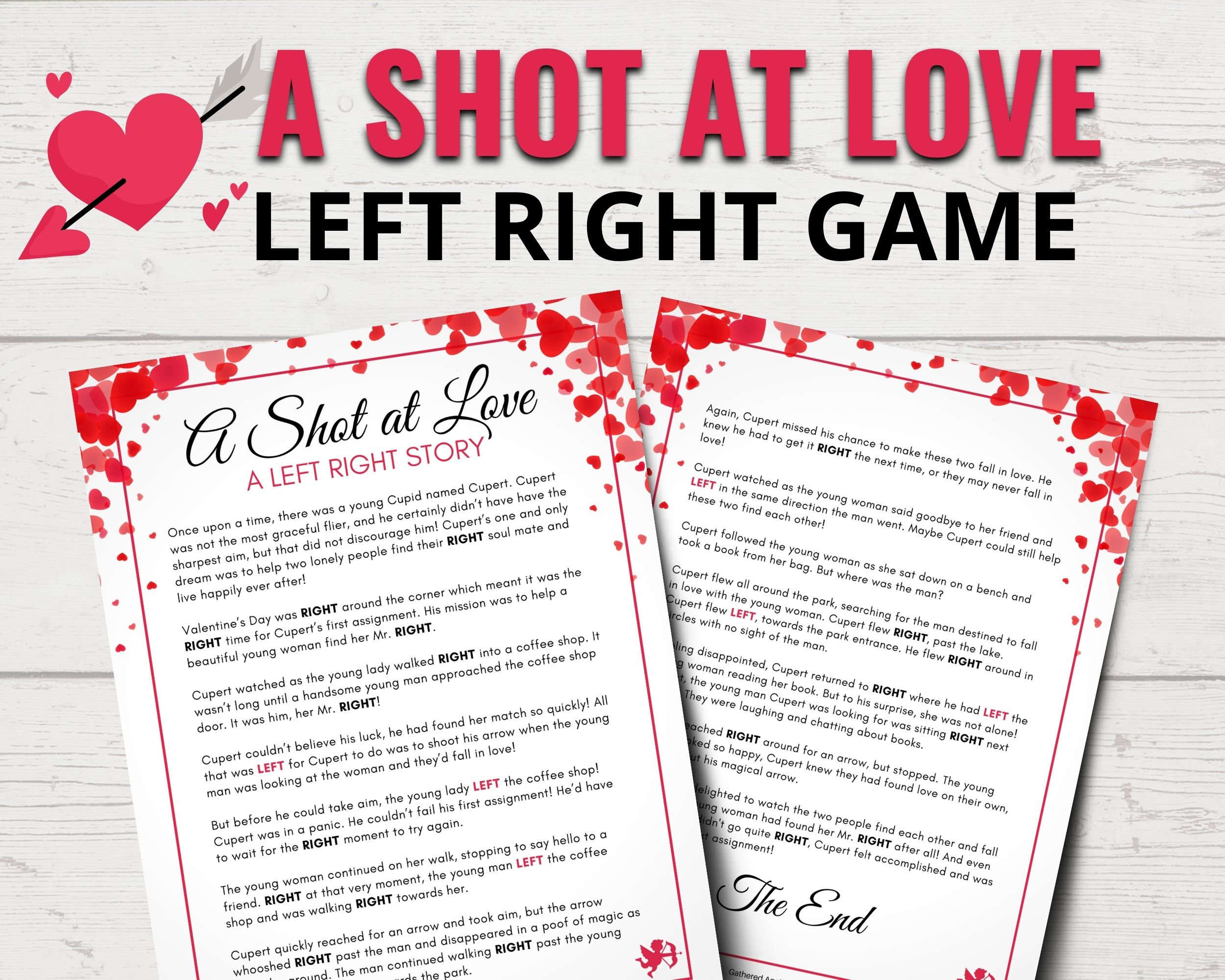 A Shot at Love Valentine Left Right Game | Valentine's Day Left Right ...