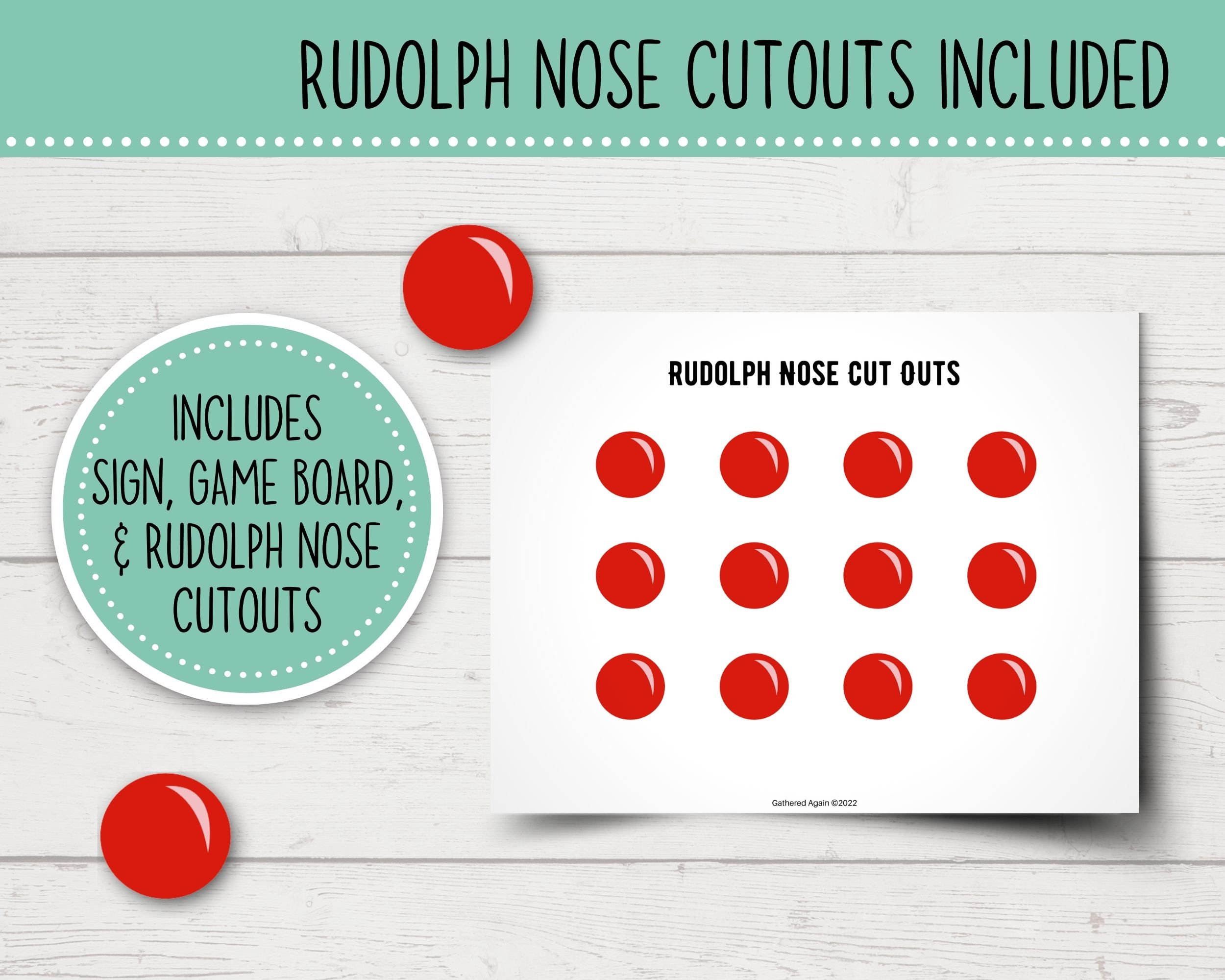 Printable Pin the Nose on Rudolph Party Game Funny Christmas Games ...