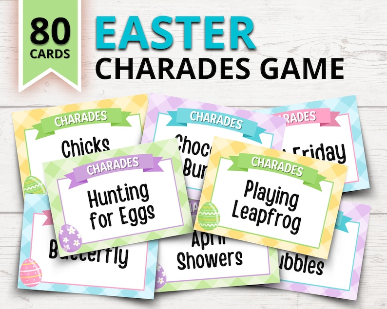 Easter Charades Game | Printable Spring Charades Cards | Easter Party ...