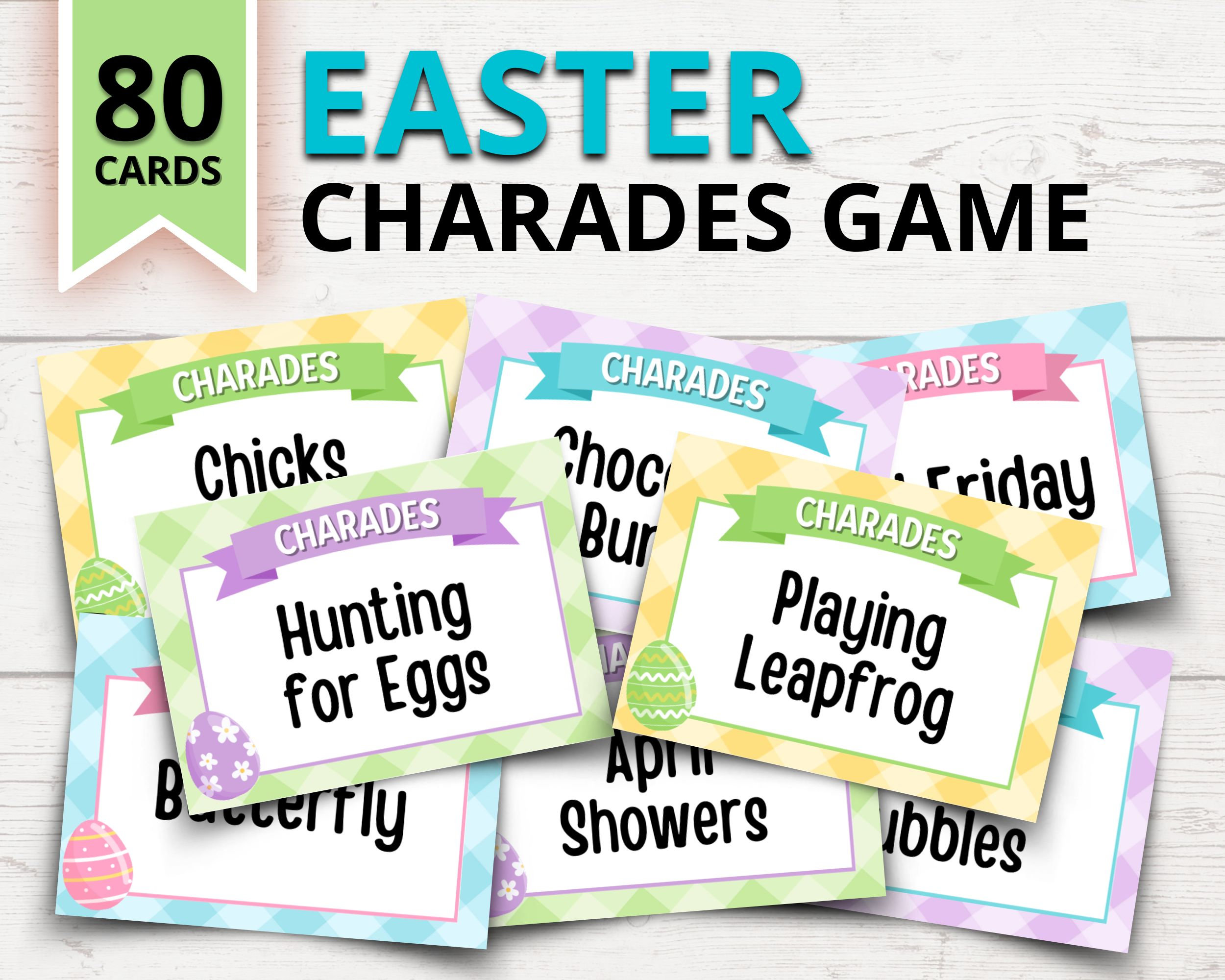 Easter Charades Game | Printable Spring Charades Cards | Easter Party ...