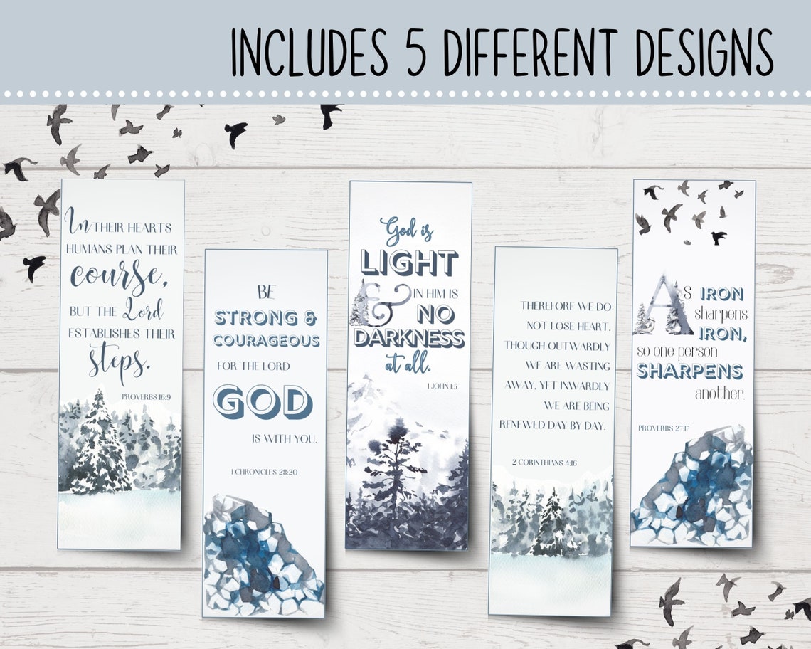 PRINTABLE Forest Bible Verses Bookmarks Christian | Etsy