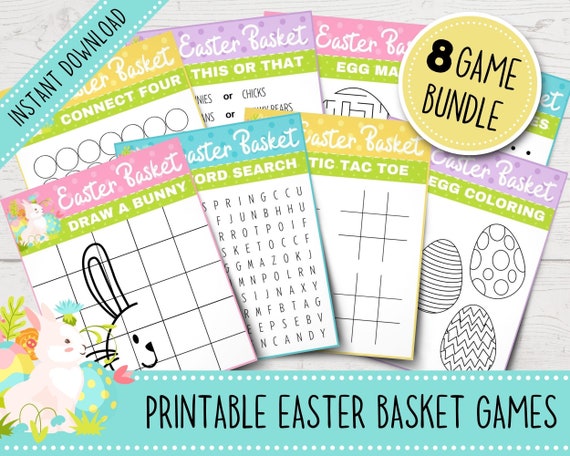 Printable Easter Basket Games for Kids Easter Basket Fillers | Etsy