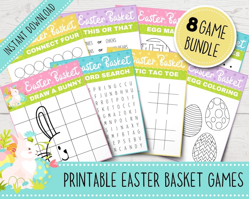 Printable Easter Basket Games for Kids | Easter Basket Fillers | Easter ...
