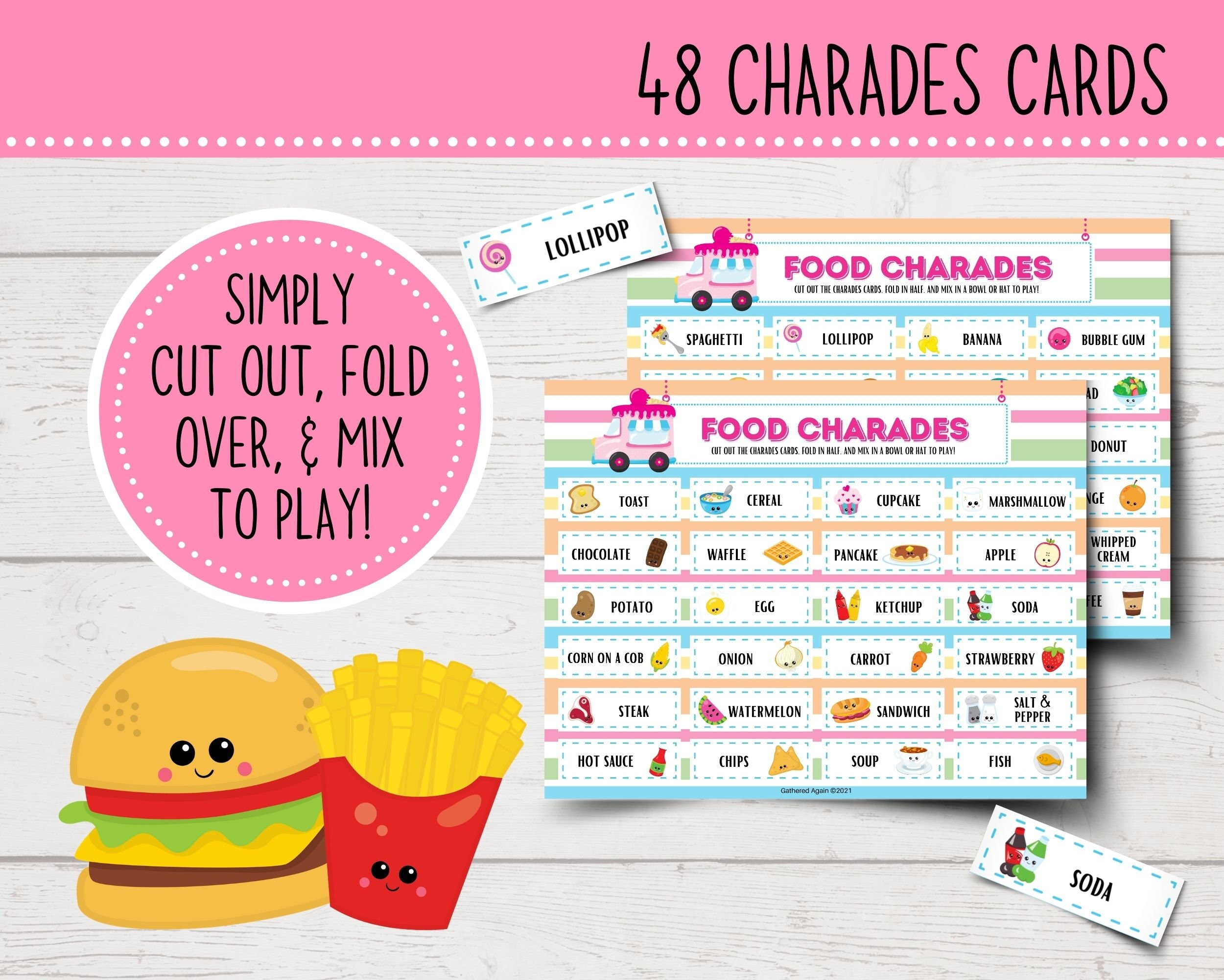 Food Charades for Kids | Printable Charades Game | Icebreaker Ideas ...