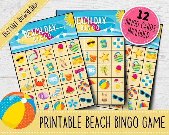 Printable Beach Bingo Game Beach Day Bingo for Kids | Etsy