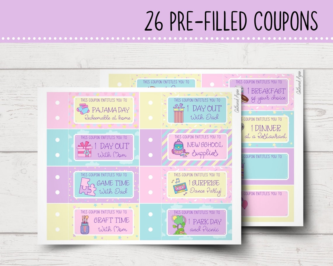 Birthday Girl Coupon Book Reward Coupons for Kids Birthday Gift Coupons ...
