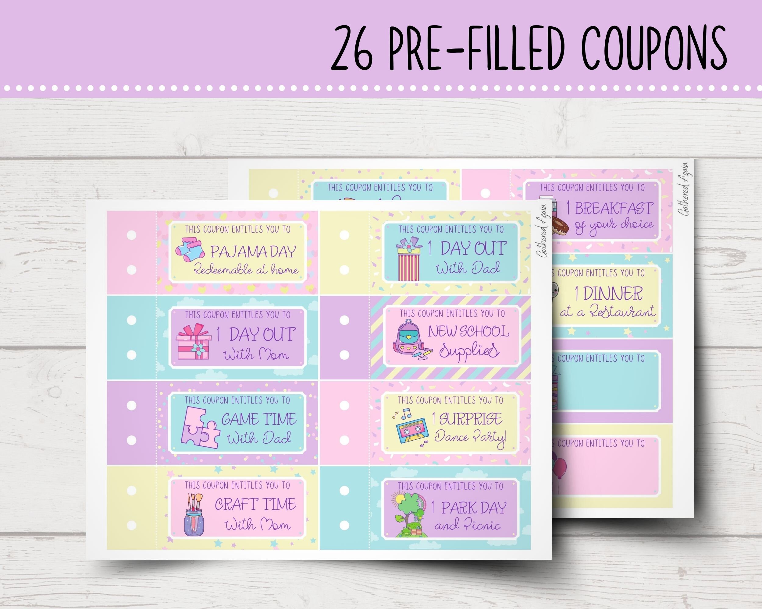 Birthday Girl Coupon Book | Reward Coupons for Kids | Birthday Gift ...