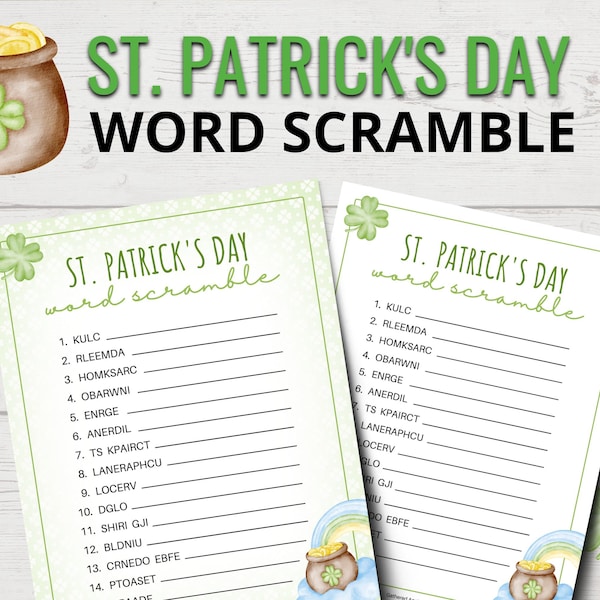 St Patricks Day Word Scramble - Etsy