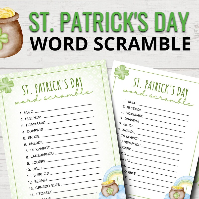 St Patricks Day Word Scramble - Etsy