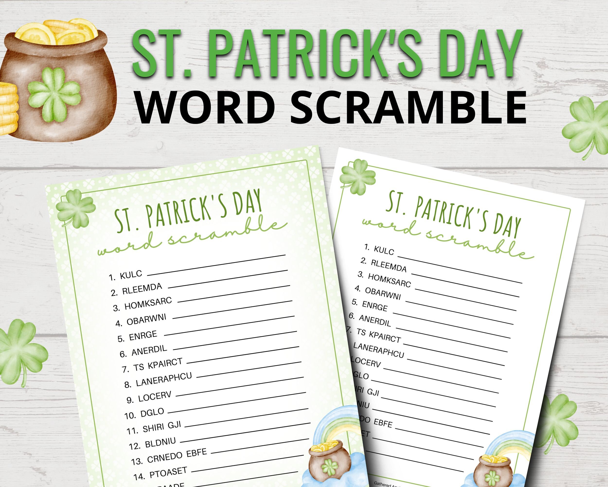 St. Patrick's Day Word Scramble | Printable St. Patrick's Day Party ...
