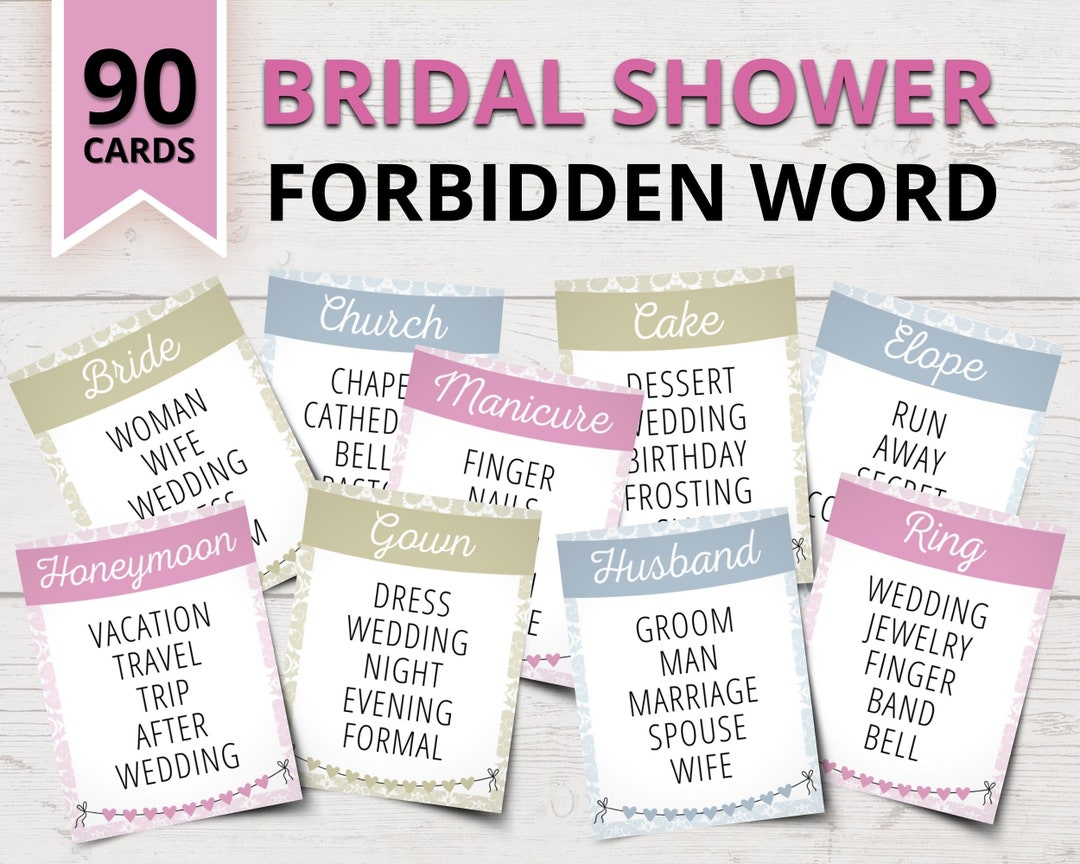 Bridal Shower Forbidden Word Game | Wedding Taboo-style Game | Bridal ...