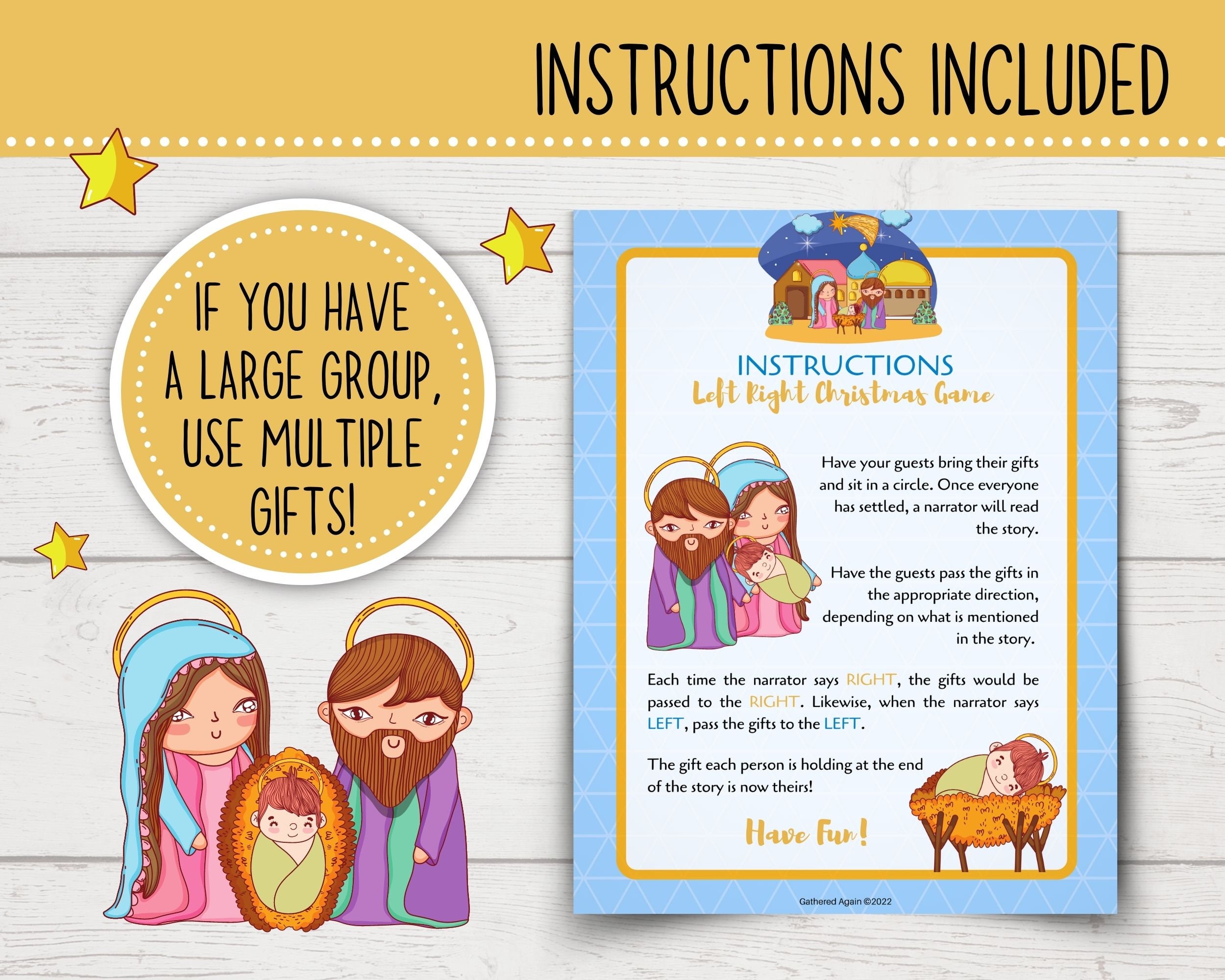 Printable Left Right Christmas Game | Nativity Story Left Right Game ...
