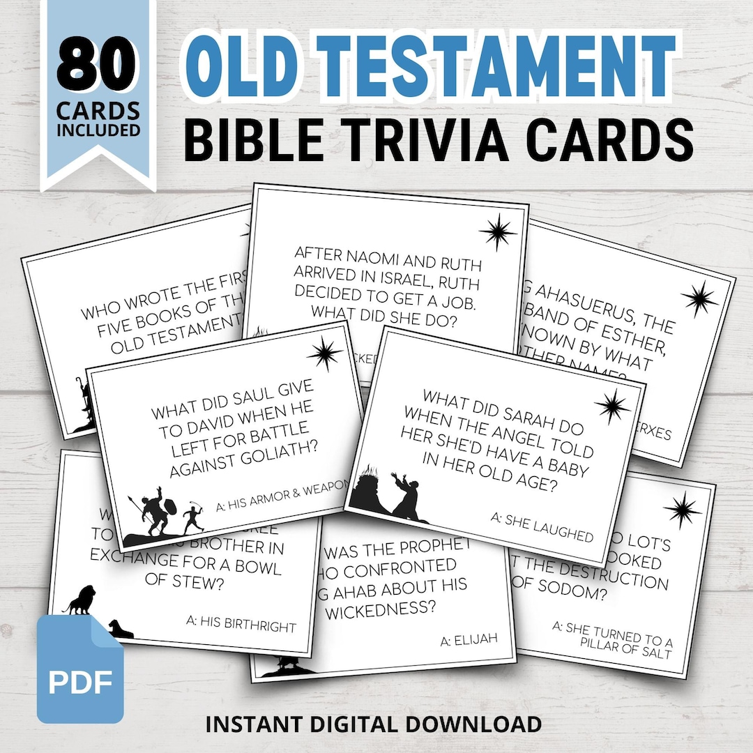 Old Testament Bible Trivia Cards | Bible Trivia Questions | Printable ...