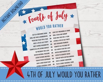 Funny 4th of July Would You Rather Game Fourth of July Party | Etsy