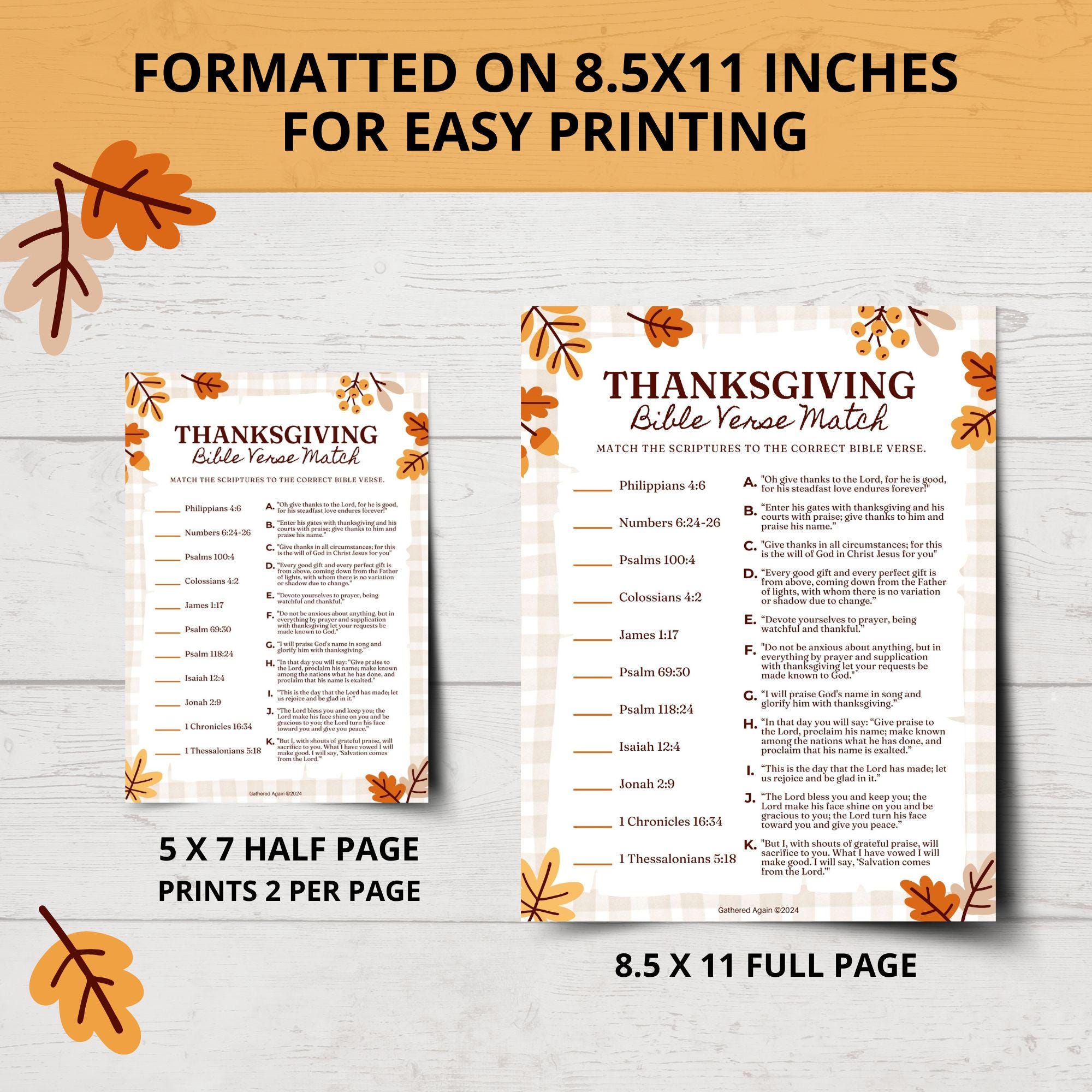 Thanksgiving Bible Verse Match Game | Thanksgiving Bible Quiz | Bible ...