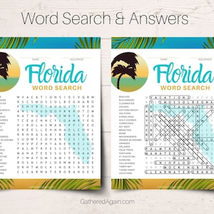 Florida Word Search Puzzle for Kids, Sunshine State, Homeschool Lesson ...