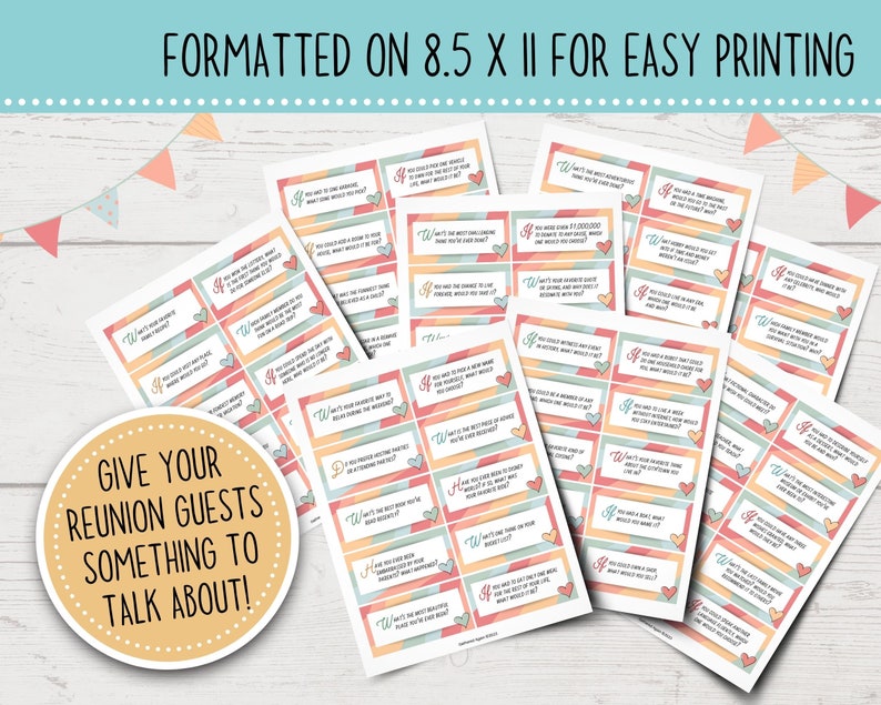 Printable Family Reunion Conversation Starters | Family Reunion ...