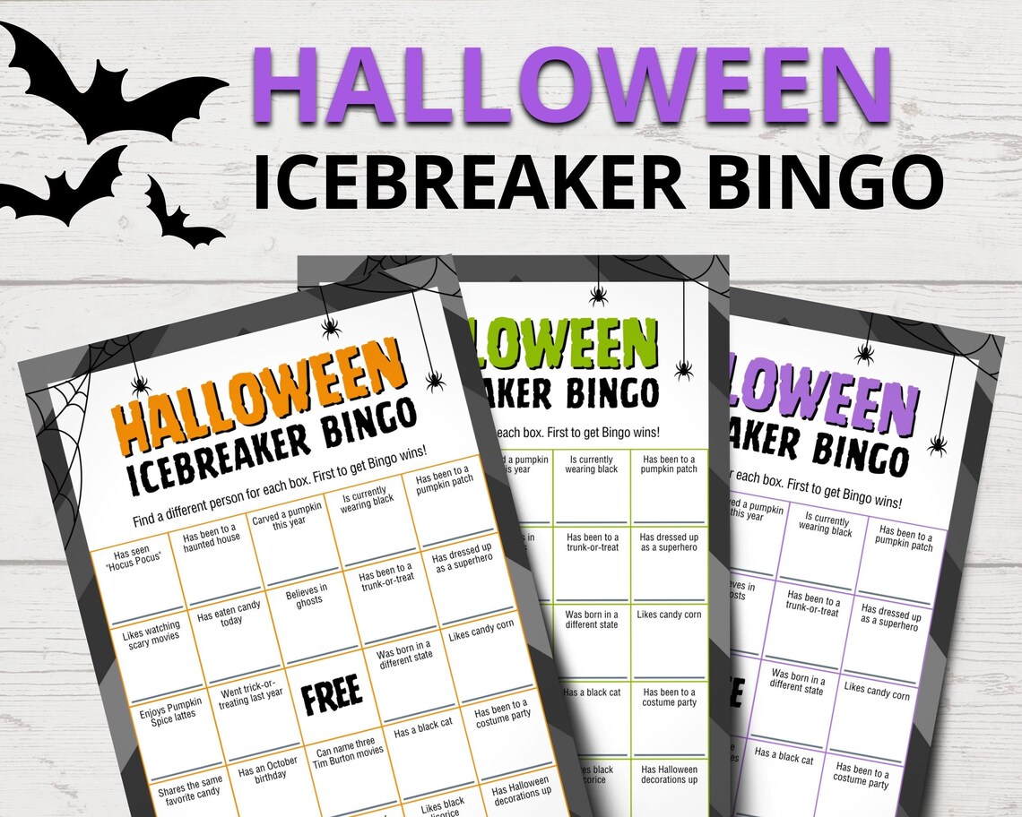 Halloween Icebreaker Bingo Game | Printable Halloween Bingo | Halloween ...