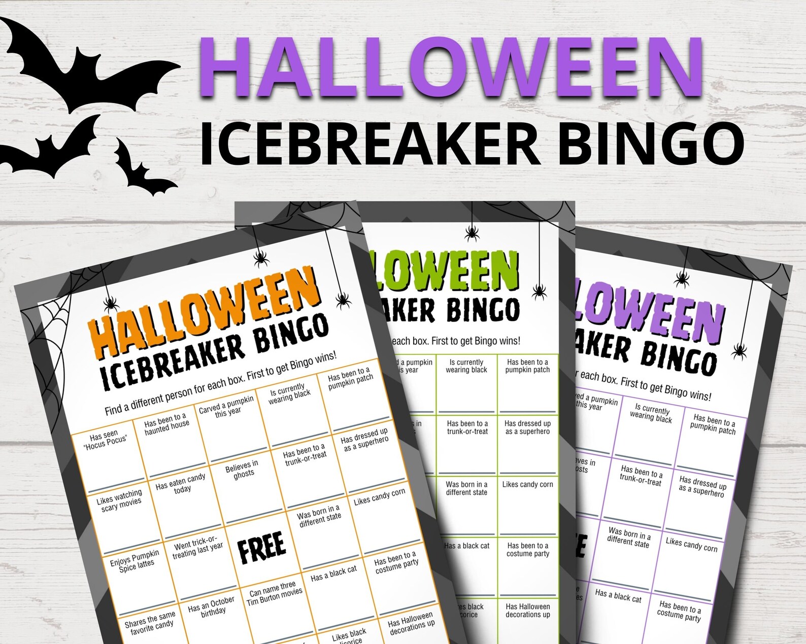 Halloween Icebreaker Bingo Game | Printable Halloween Bingo | Halloween ...