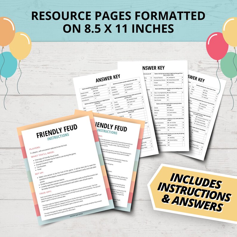 XL Poster-size Family Reunion Feud Game | Family Reunion Family Feud ...