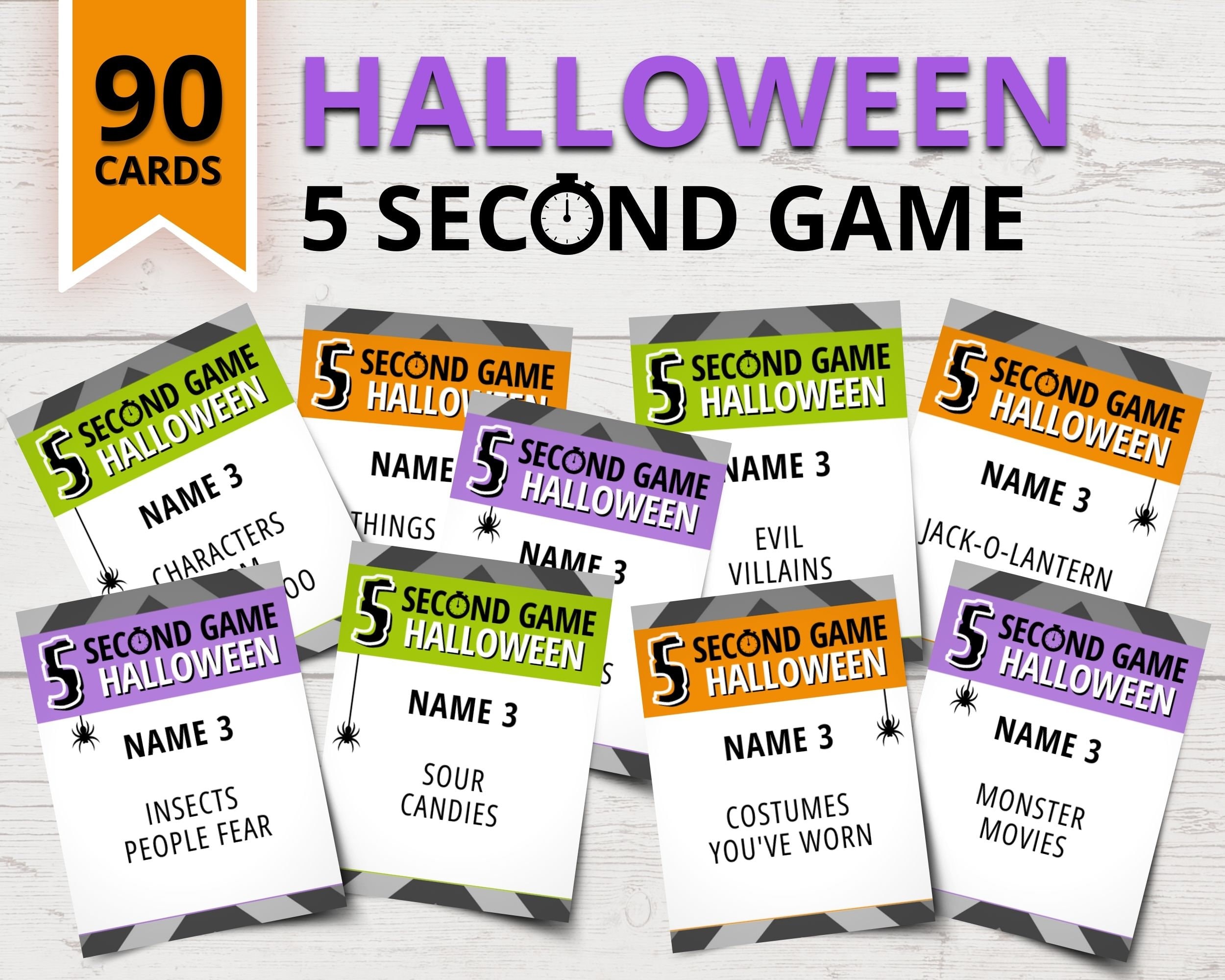Printable Halloween 5 Second Game | Halloween Games for Kids | Family ...