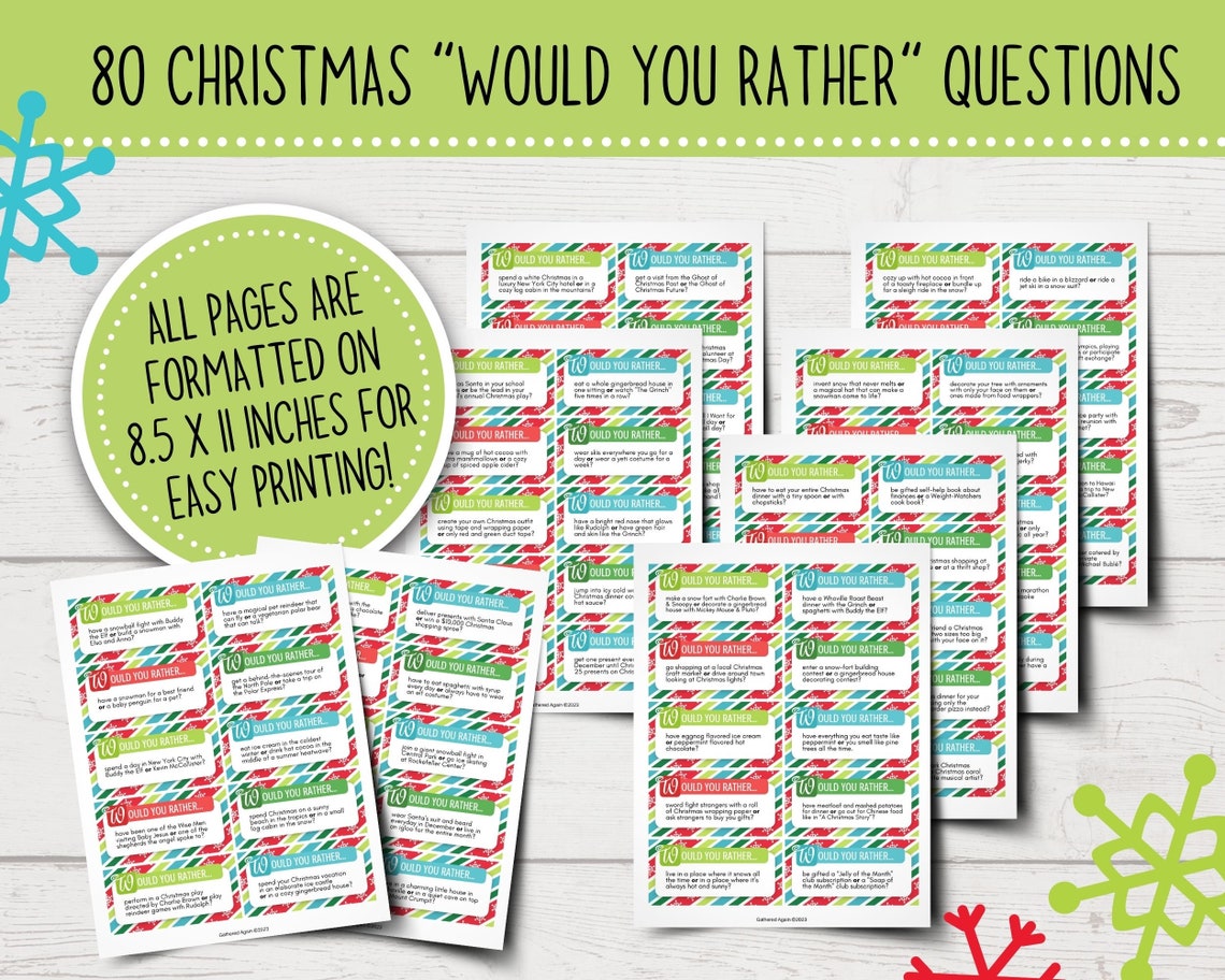Christmas Would You Rather Questions | Christmas Would You Rather ...