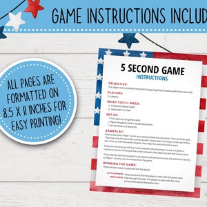 Printable 4th of July 5 Second Game | July 4th 5 Second Rule | America ...